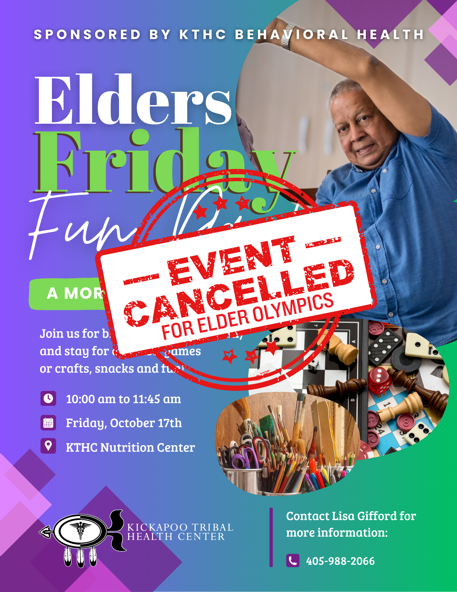 October Elders’ Friday Fun Day (CANCELLED) – Kickapoo Tribal Health Center