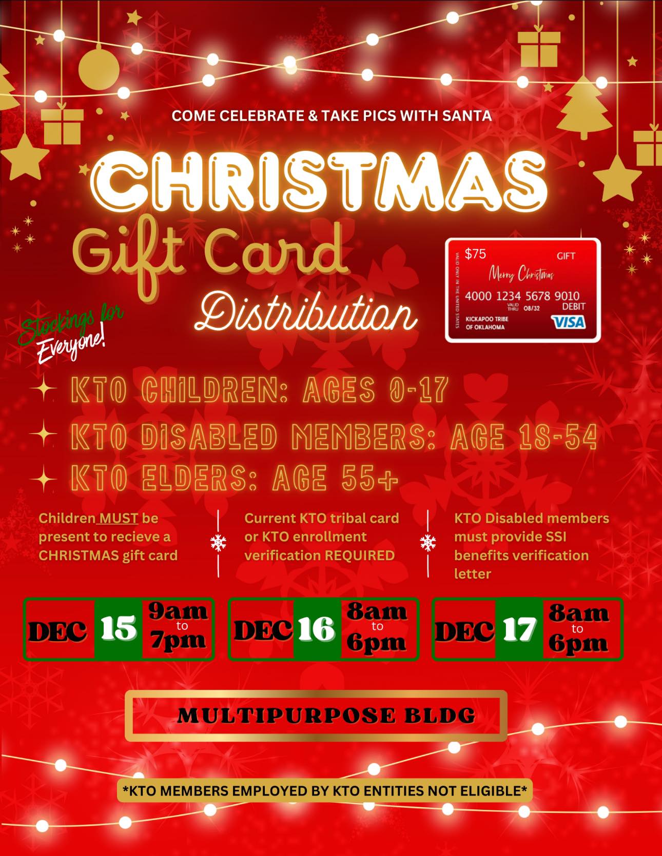 KTO Christmas Gift Card Distribution – Kickapoo Tribal Health Center